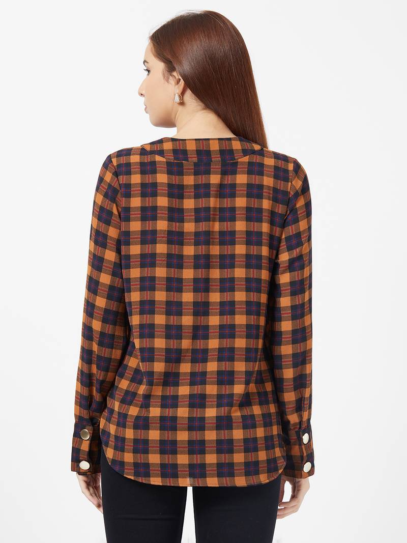 Brown printed polyester long-tops - BKind - 3014680