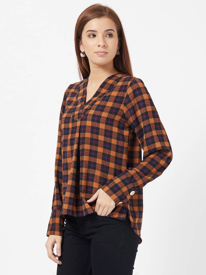 Brown printed polyester long-tops - BKind - 3014680