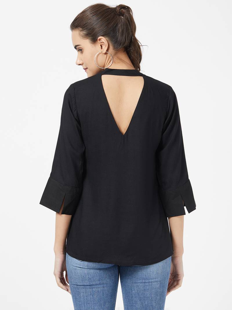 Black plain polyester long-tops - BKind - 3014700