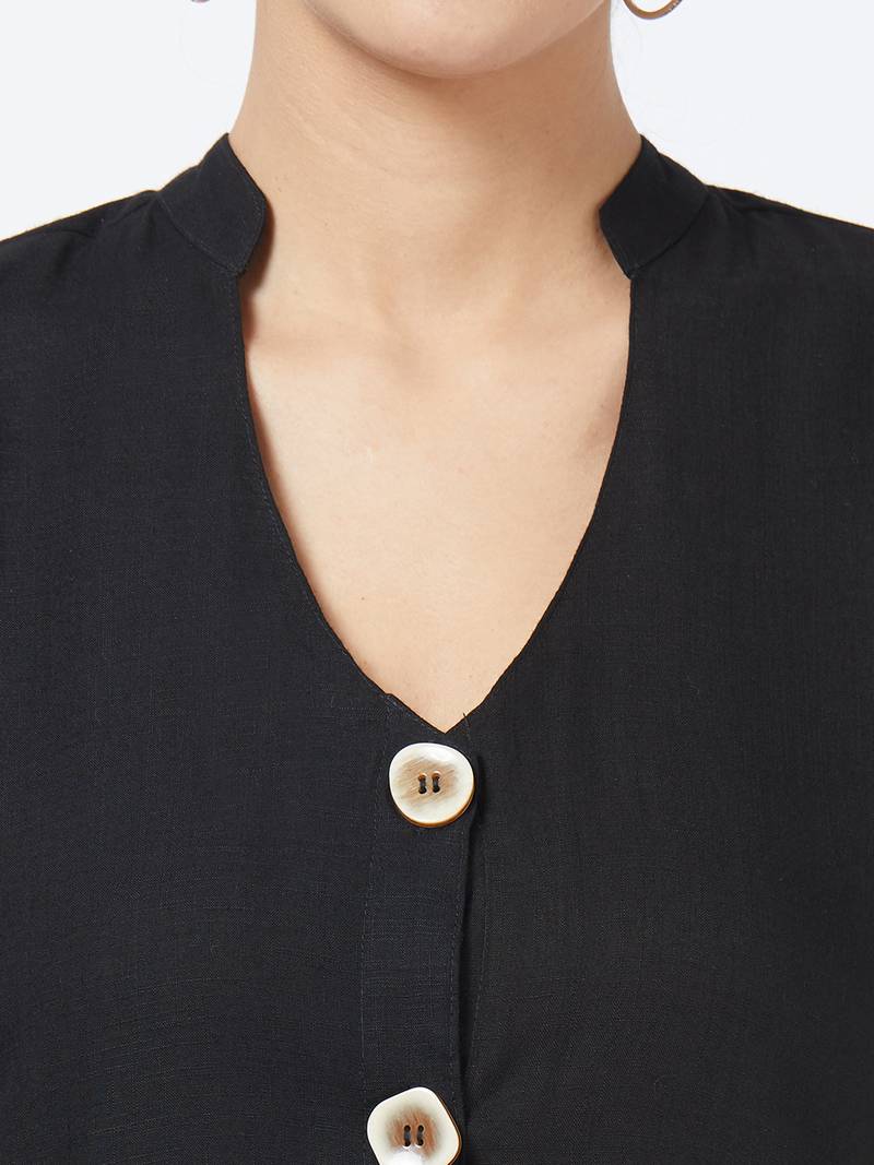 Black plain polyester long-tops - BKind - 3014700