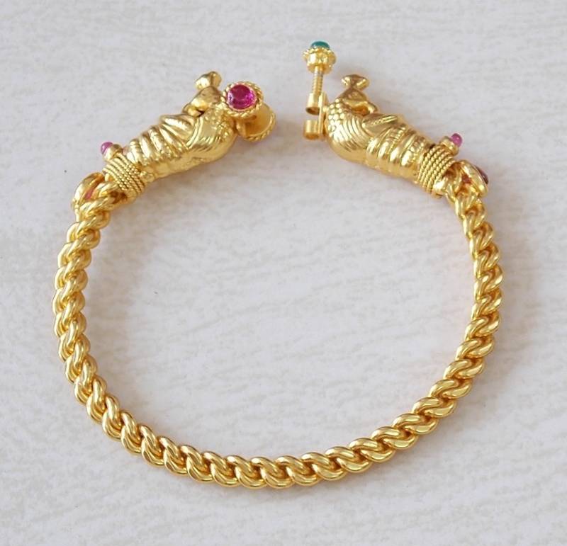 TRADITIONAL SOUTH INDIAN KEMP KADA BANGLE - 1 PC - Elegant Elements ...