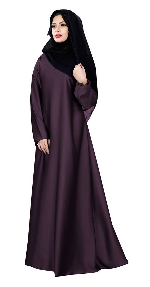 Justkartit Light Violet Color Plain Nida Abaya Burka With Chiffon Hijab ...