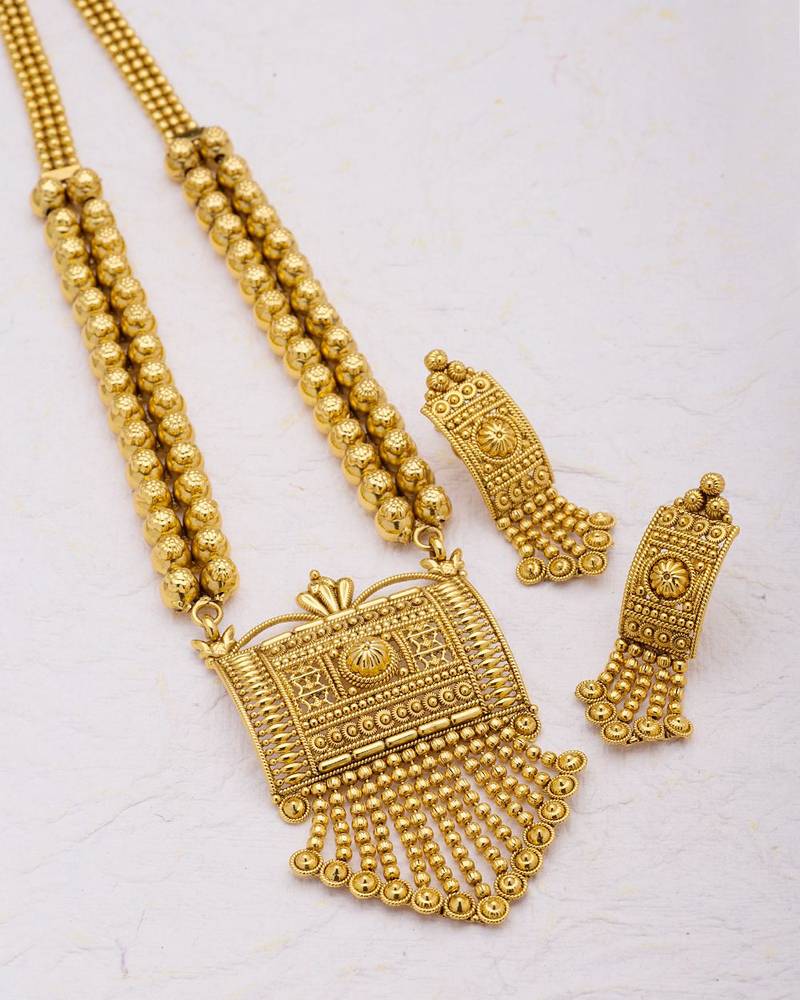 Traditional Yellow Gold Necklace Set - Voylla - 3049724