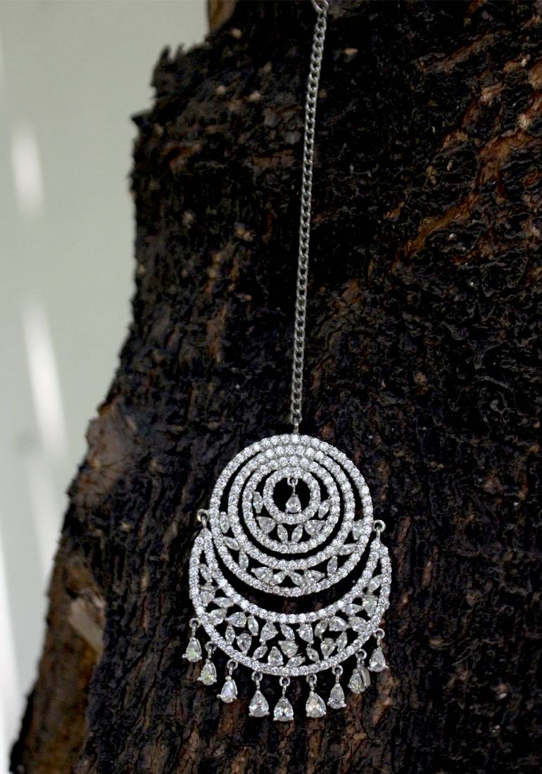 Silver Maang-Tikka - Glitterati by Alankriti - 3050792