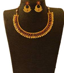 Small U Shape Gold Color Necklace with Pear Shape Stones with Matching ...