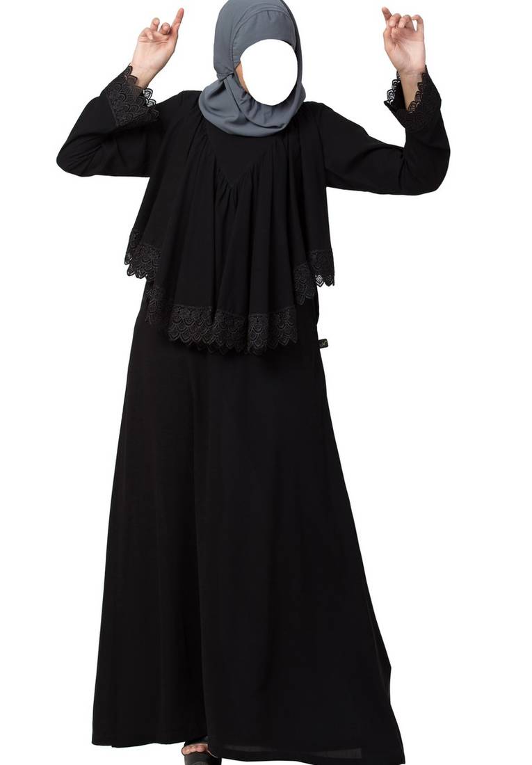 Modest Dress With Extra Layer And Lace Work Made In kashibo Matte ...