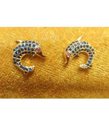 Blue Stone Fish Shape Studs - Dharani collections - 3070109