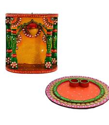 Combo of Kundan Mandir(Temple) and Pooja Thali - eCraftIndia - 3077058
