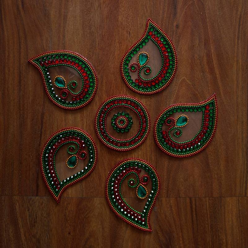 Decorative Crystal Floor Rangoli - Keri Design - eCraftIndia - 3077888