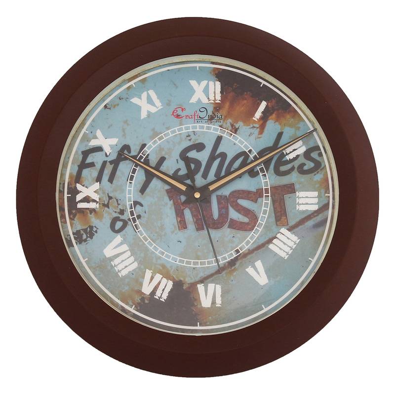 Designer Round Analog Brown Wall Clock - eCraftIndia - 3082205