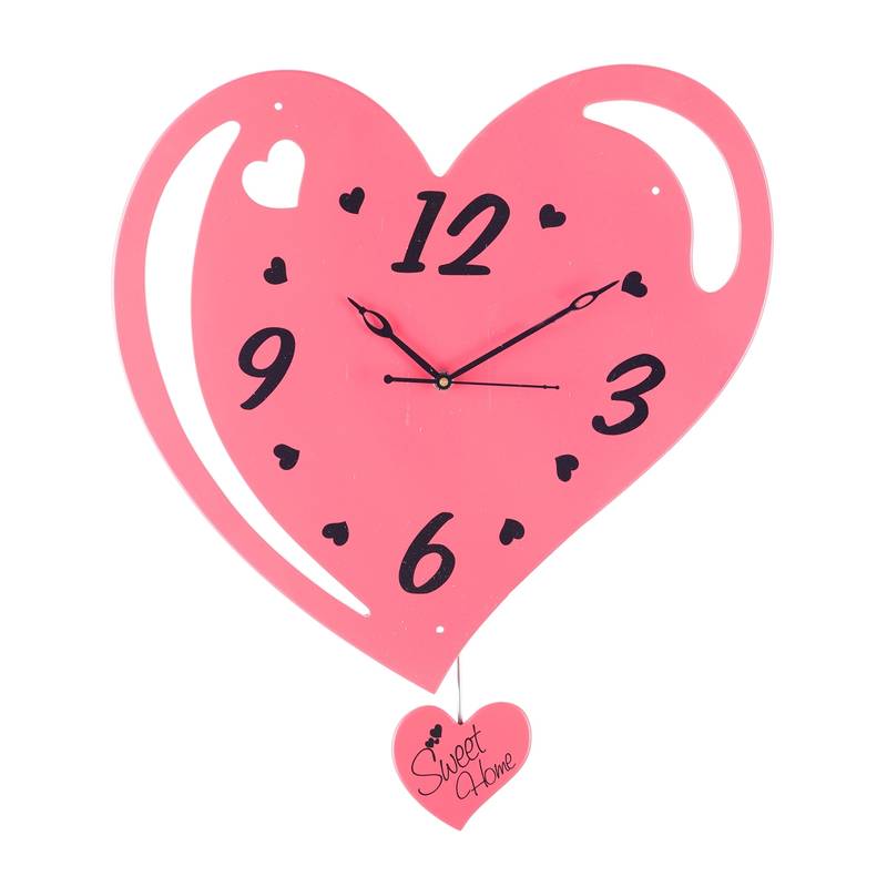Decorative Analog Pink Heart Pendulum Wall clock - eCraftIndia - 3082721