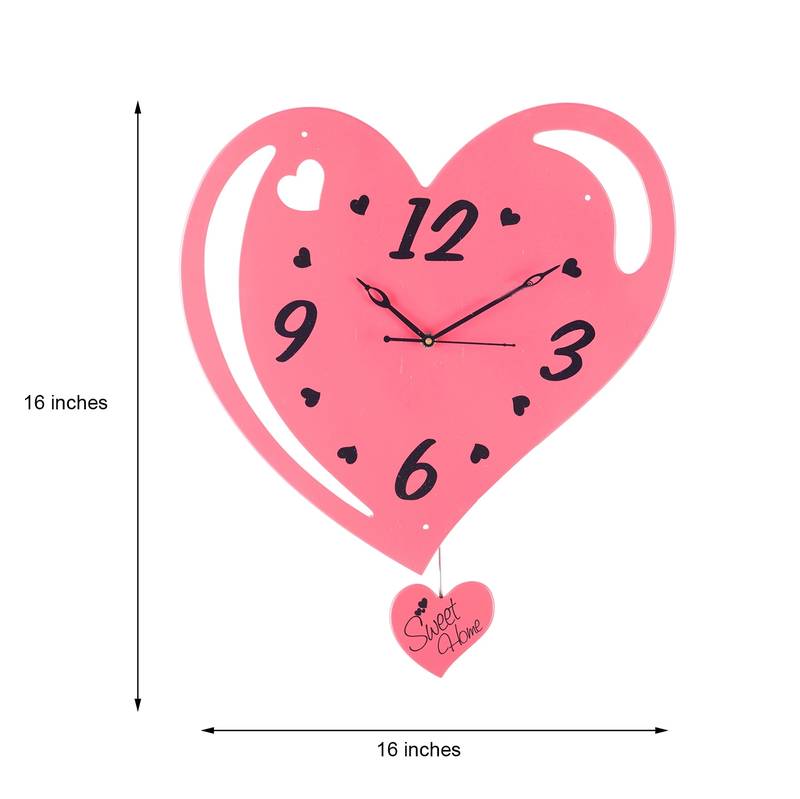 Decorative Analog Pink Heart Pendulum Wall clock - eCraftIndia - 3082721