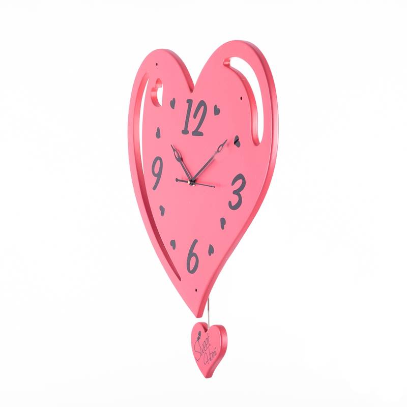 Decorative Analog Pink Heart Pendulum Wall clock - eCraftIndia - 3082721