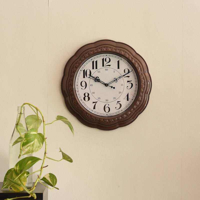 Decorative Analog Dark Brown Wall Clock - eCraftIndia - 3083070