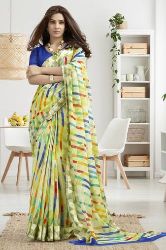 Fancy Printed Sarees Online, Printed silk Saree Design India