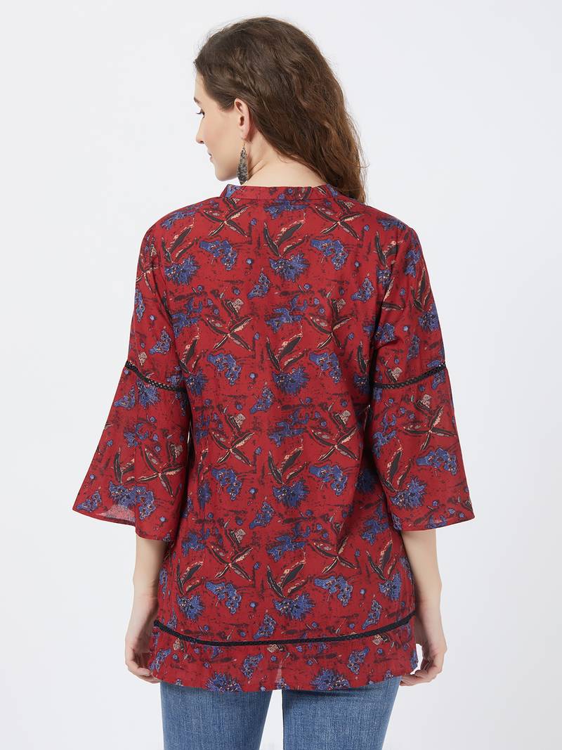Red printed viscose long-tops - BKind - 3090139