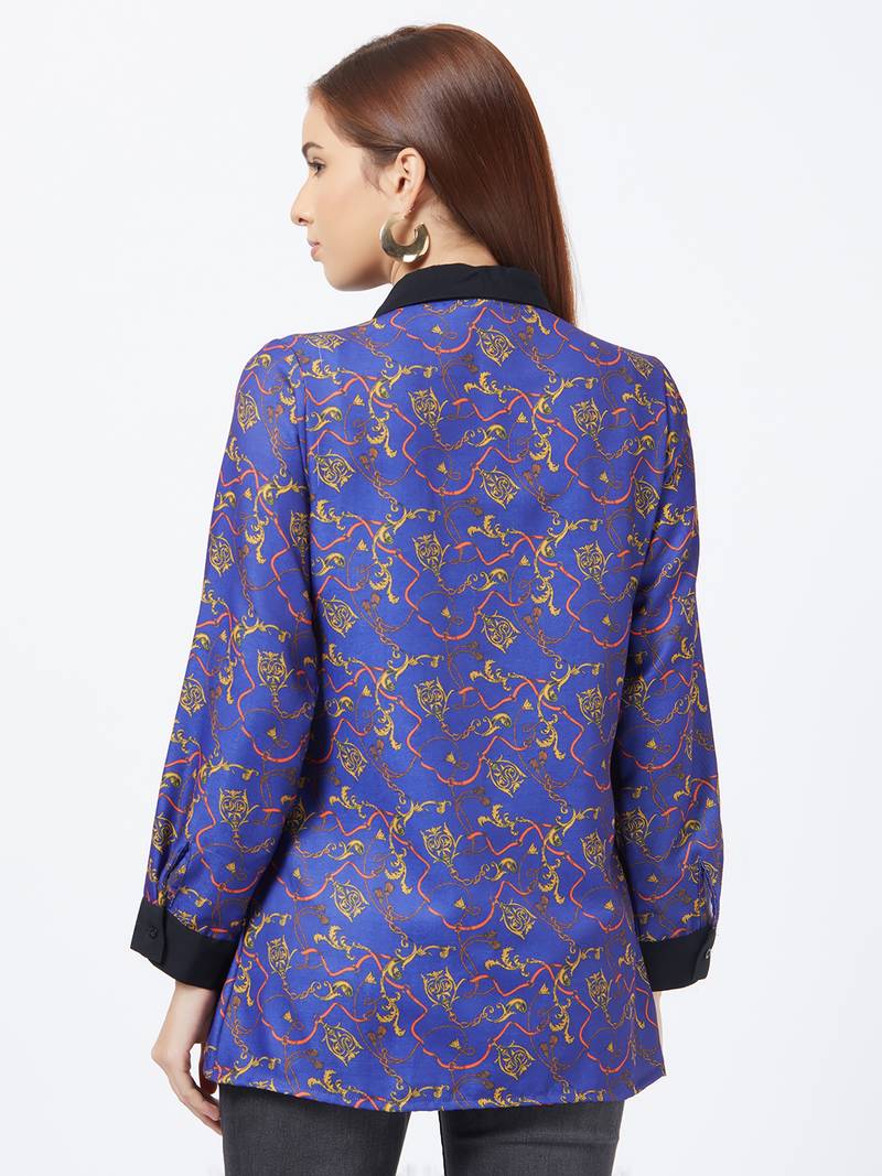 Purple printed polyester long-tops - BKind - 3090142