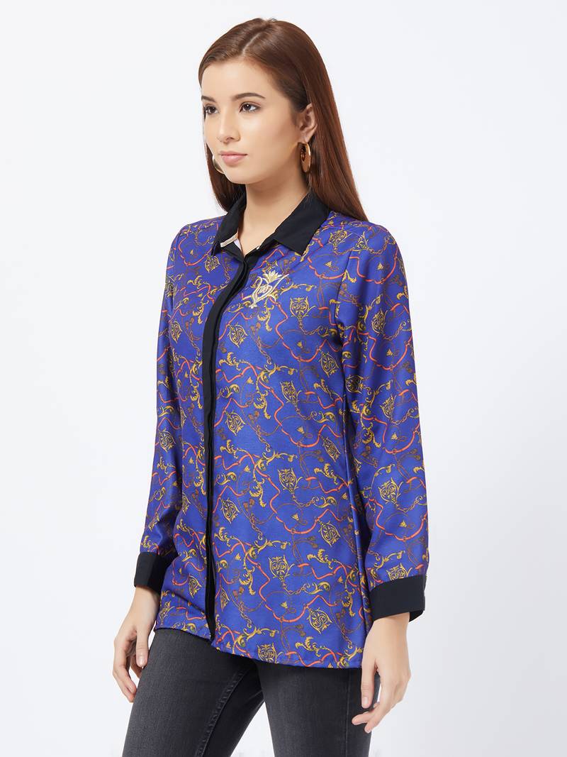 Purple printed polyester long-tops - BKind - 3090142
