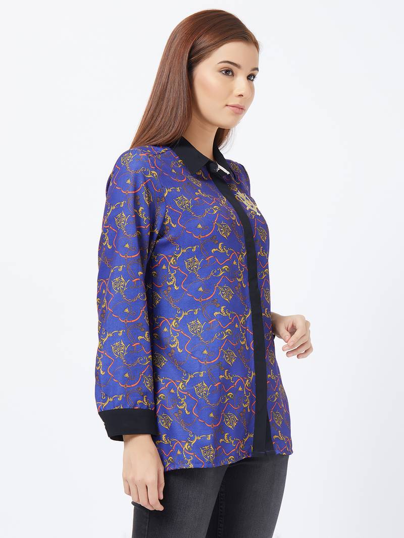 Purple printed polyester long-tops - BKind - 3090142