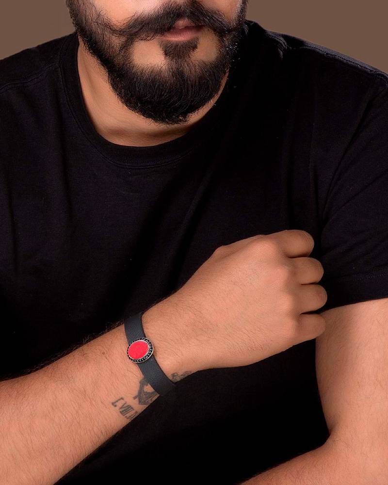 Black & Red Enamelled Milestone Bracelet - Voylla - 3090883