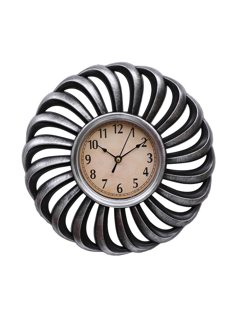 Silver Finish Spiral Wall Clock - Aapno Rajasthan - 3091813