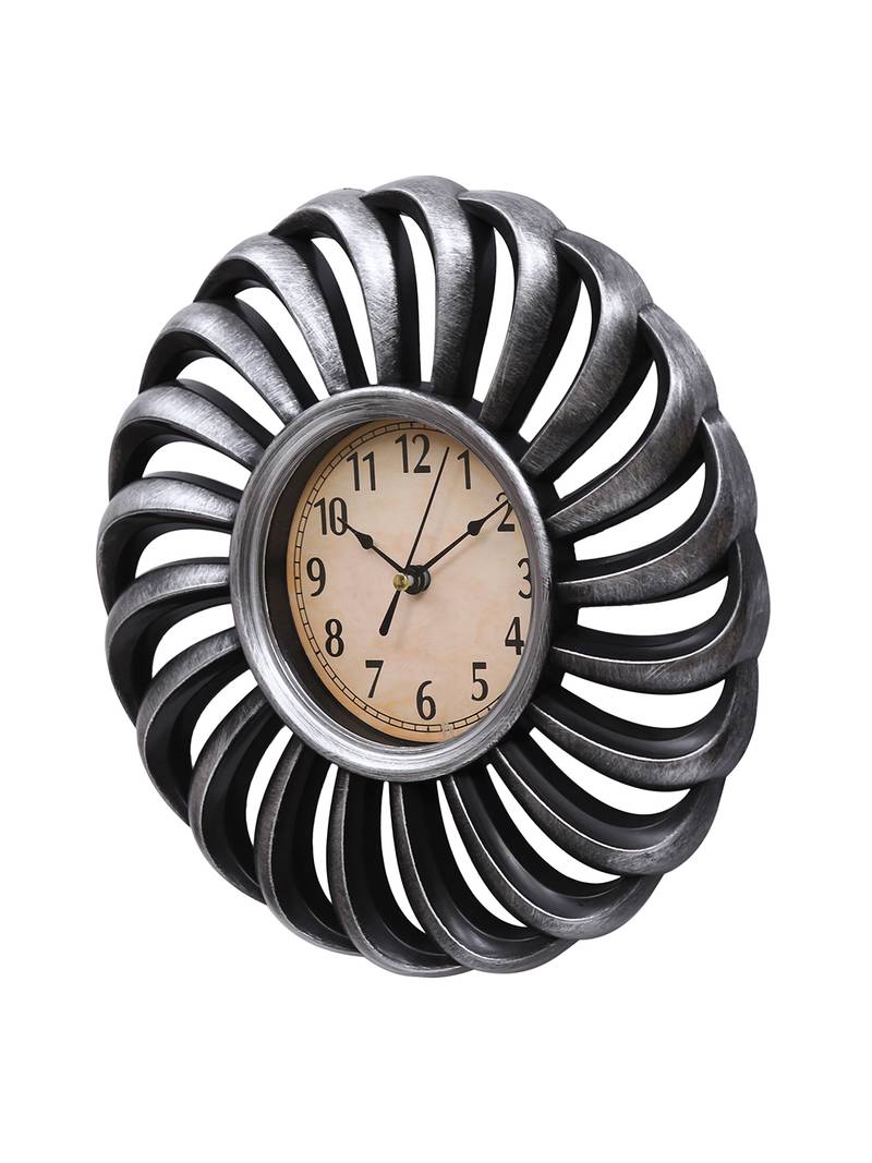 Silver Finish Spiral Wall Clock - Aapno Rajasthan - 3091813