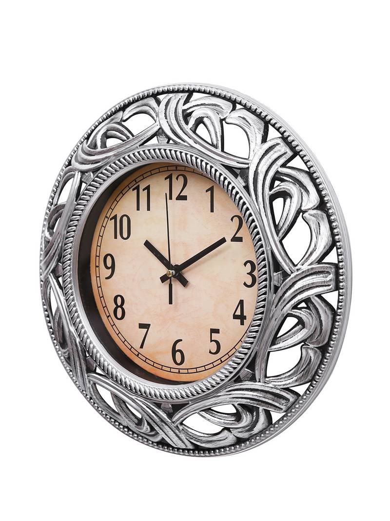 Antiquated And Archaic Silver Finish Wall Clock - Aapno Rajasthan - 3091864