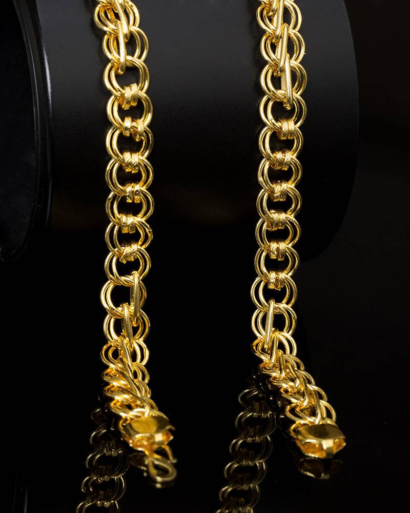 Dual Layer Linking Laureate Gold Plated Link Chain - Voylla - 3092022
