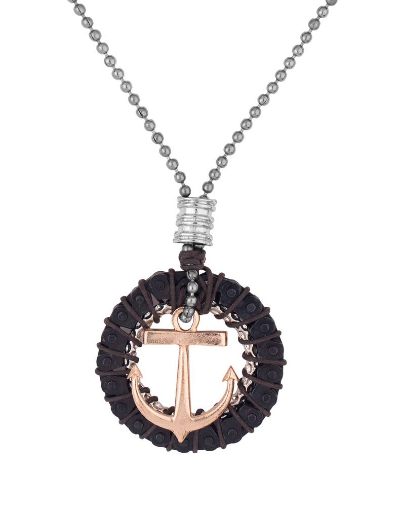 Beaded Chain & Anchor Motorcycle Diaries Necklace - Voylla - 3093099