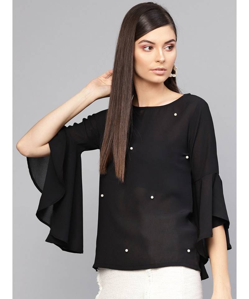 Black Pearl Studded Top - SASSAFRAS - 3094487
