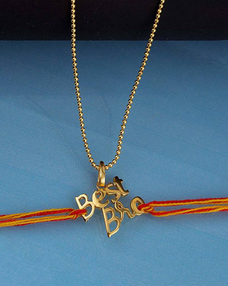 "Best Bro" Elegant Rakhi With Red Dori - Voylla - 3097678