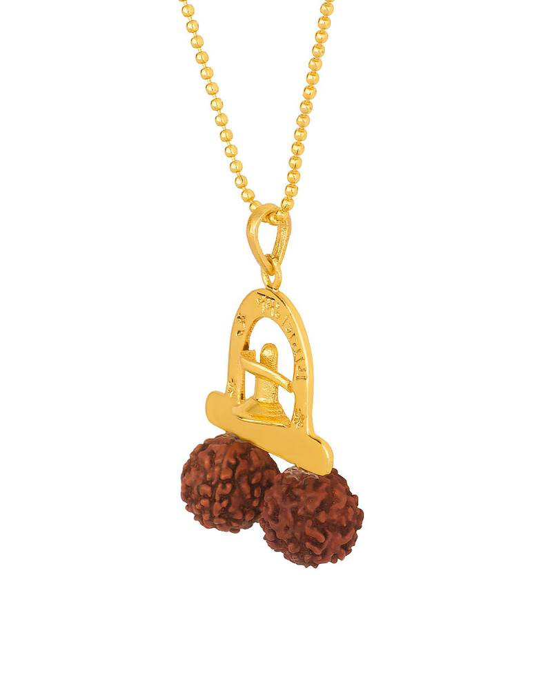 Gold Plated Shiv Rudra Dual Rudraksha Pendant - Voylla - 3097693