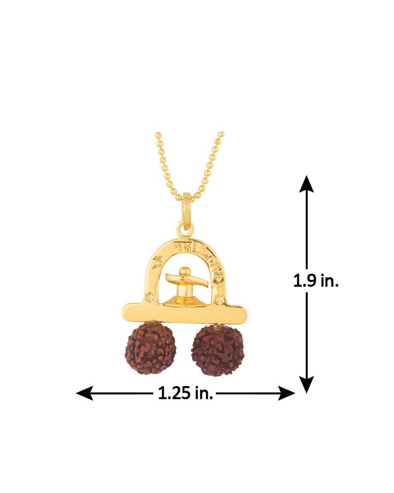 Gold Plated Shiv Rudra Dual Rudraksha Pendant - Voylla - 3097693