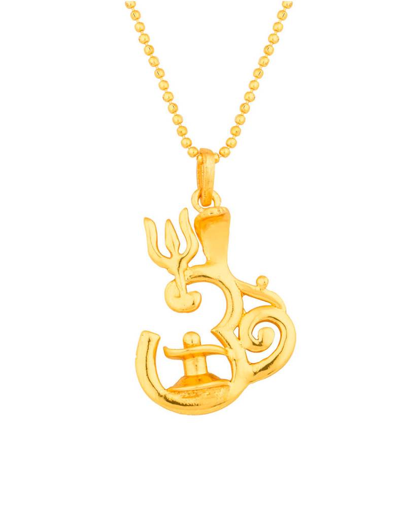 Religious Gold Plated Shiv Rudra Pendant - Voylla - 3097694