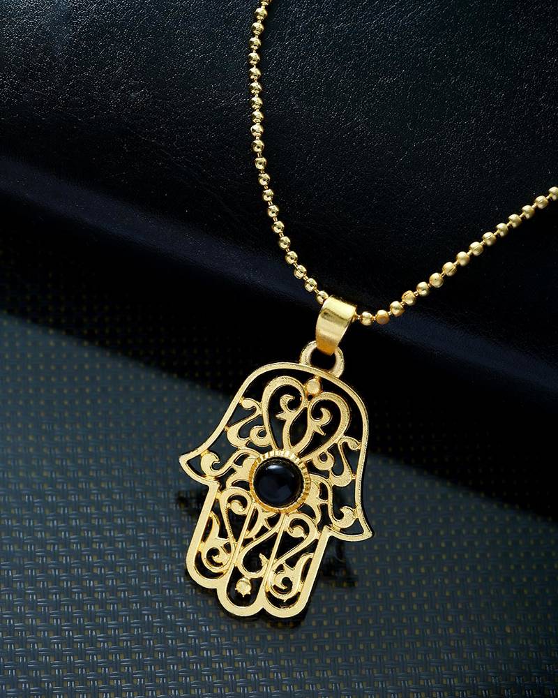 Hamsa Hand Designer Pendant With Chain - Voylla - 3097706