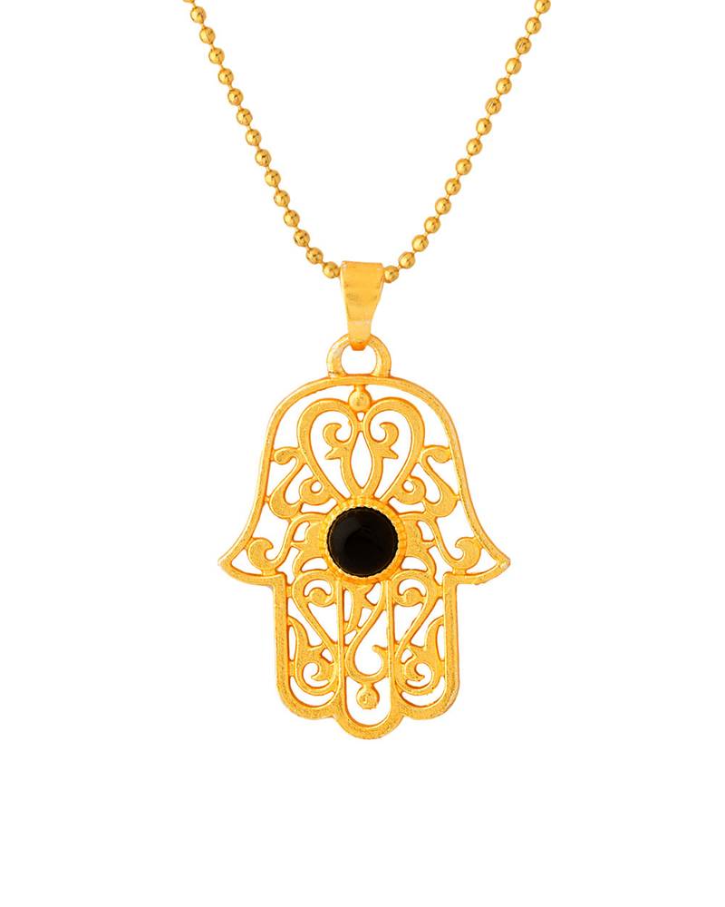 Hamsa Hand Designer Pendant With Chain - Voylla - 3097706