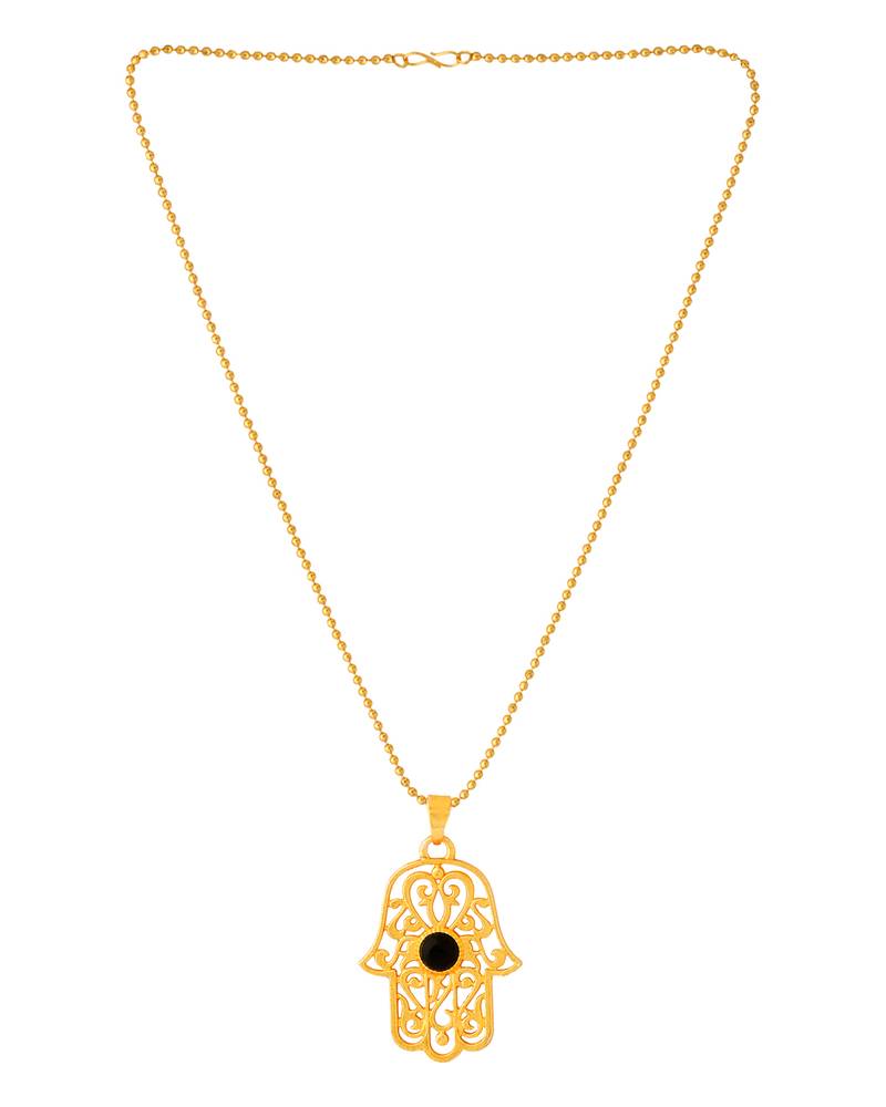 Hamsa Hand Designer Pendant With Chain - Voylla - 3097706