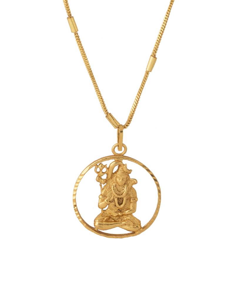 Lord Shiva Graved Pendant With Chain For Men - Voylla - 3097744