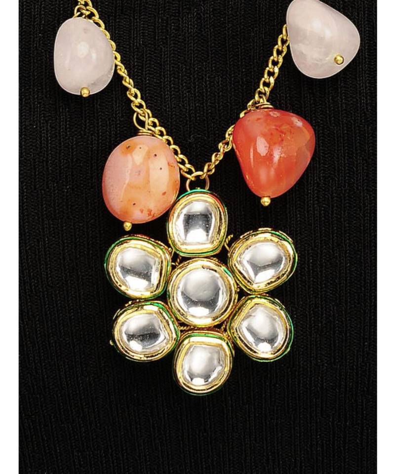 Multicoloured Stones String Necklace - Glitterati by Alankriti - 3104756