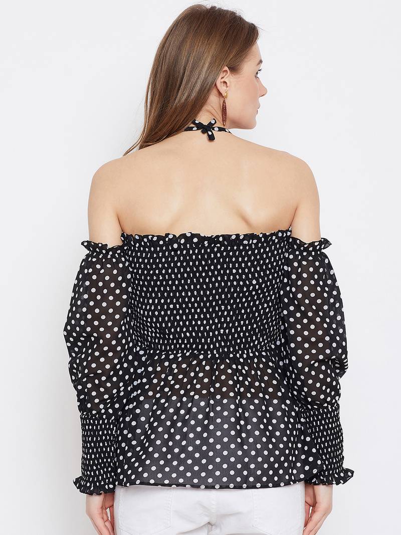 Black printed georgette long-tops - PANIT - 3109761