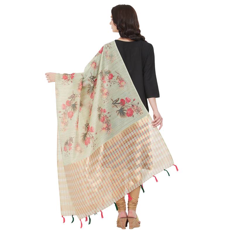 CHECKS and FLORAL DIGITAL PRINT DUPATTA - FASERZ - 3113571