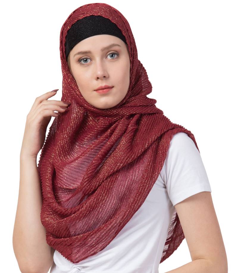 Maroon Cotton Designer Hijab Stole For Women - Mean Zoom - 2672063
