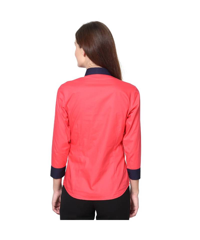 Women's Red Cotton Formal Shirt - DAZZIO - 3113712