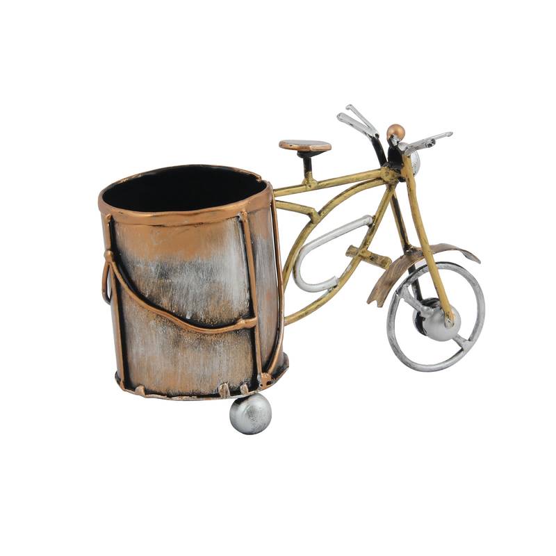 cycle shape Pen stand in Iron copper color - Handicrafts Paradise - 3115217