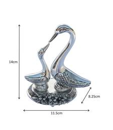 Swan set small on metal carved base - Handicrafts Paradise - 3115482