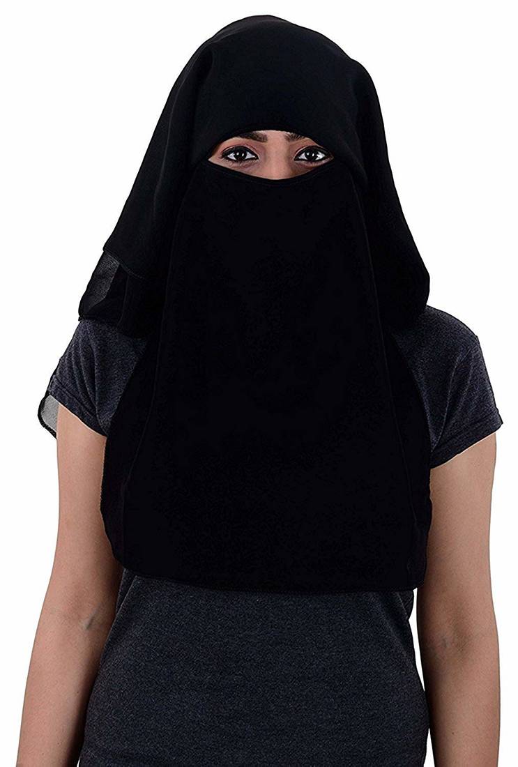 Justkartit Women'S Georgette Niqab Parda With Layeres For Islamic Abaya ...