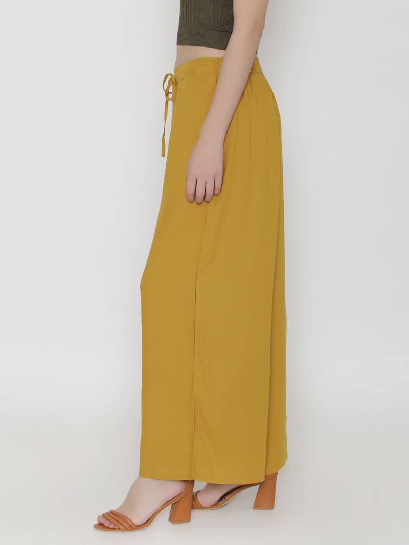 Women Mustard Rayon Solid Palazzo - Shree The Indian Avatar - 3121748