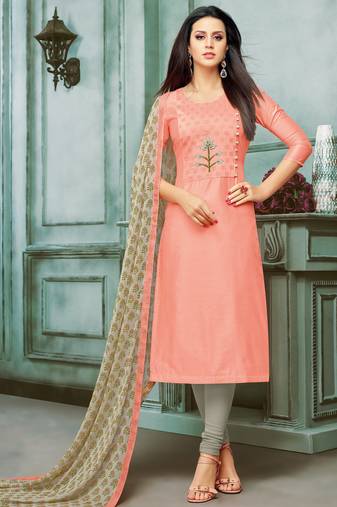 Chanderi Salwar Kameez Online | Buy Latest Chanderi Suits Neck Designs ...