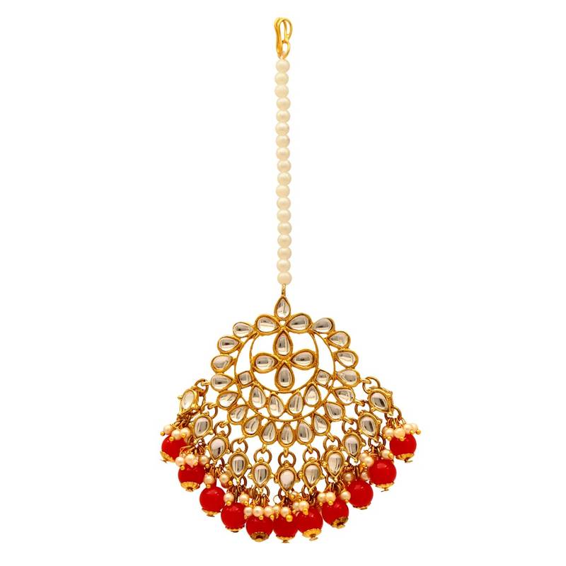 Red maang-tikka - Jaipur Mart - 3124694