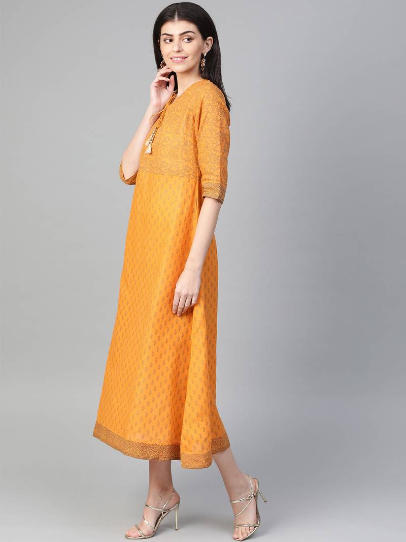 Light-orange printed cotton poly kurtas-and-kurtis - Shree The Indian ...